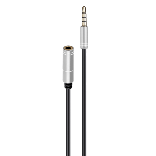 Кабель AUX 1M на вход AUX 3.5mm JD-457 черный/серебро.