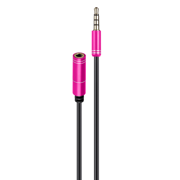 Кабель AUX 1M на вход AUX 3.5mm JD-457 черный/розовый