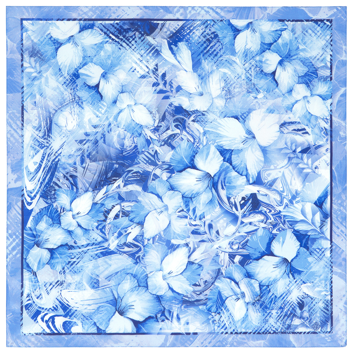 Платок женский Павловопосадский платок 10954 голубой, 65х65 см