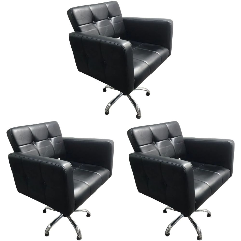 Парикмахерское кресло Аврора, черный, 3 кресла
