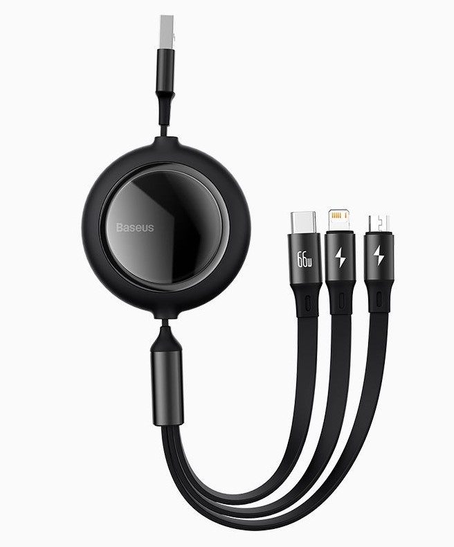 Кабель USB Baseus USB - MicroUSB+Type-C+Lightning 1,2м черный