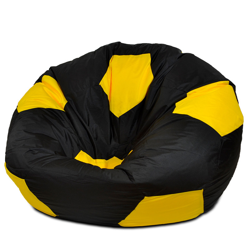 Кресло-мешок Puffmebel мяч XXXL черный/желтый