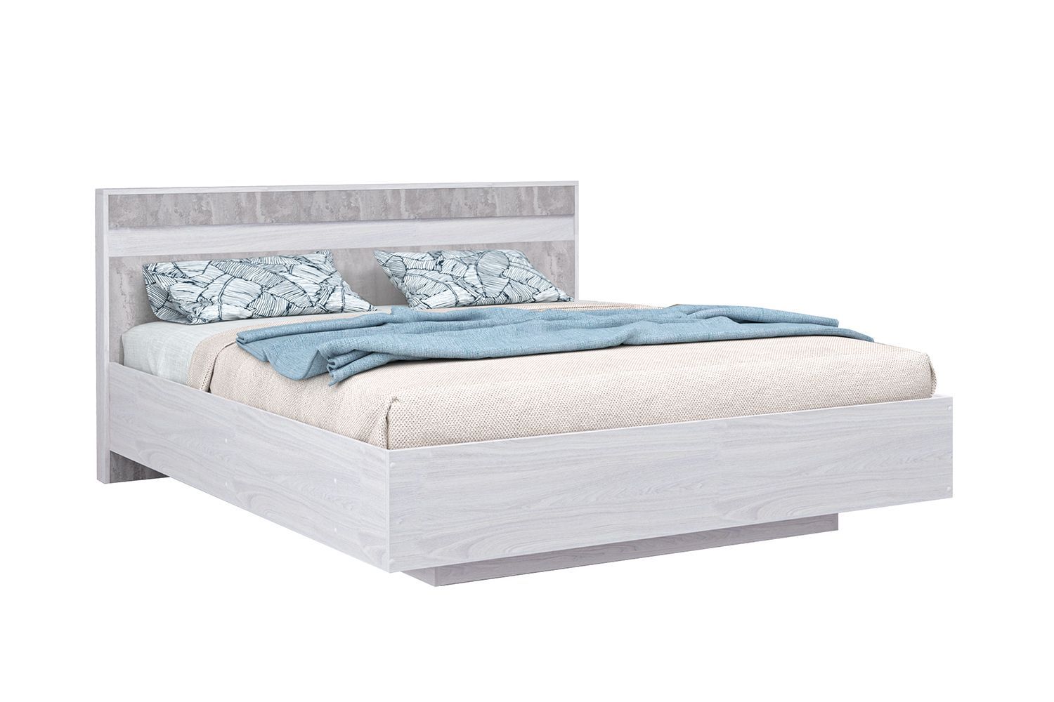 Двухспальная парящая кровать Зарон Бетти 160*200 Анкор светлый/Бетонный камень