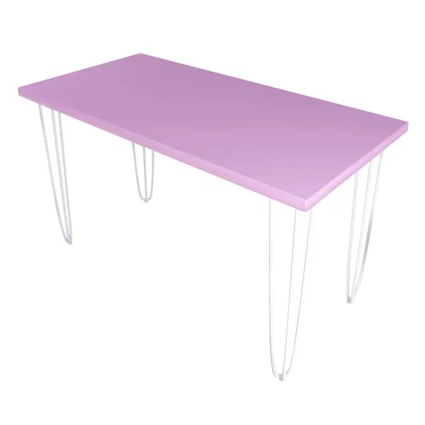 Стол кухонный Solarius Loft металл-дерево 130х60х75, розовый с белыми ножками-шпильками