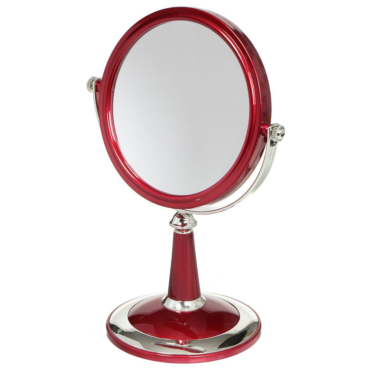 Зеркало настольное, 20х28.5 см, пластик, на ножке, кругл, хром, красное, Y3-897