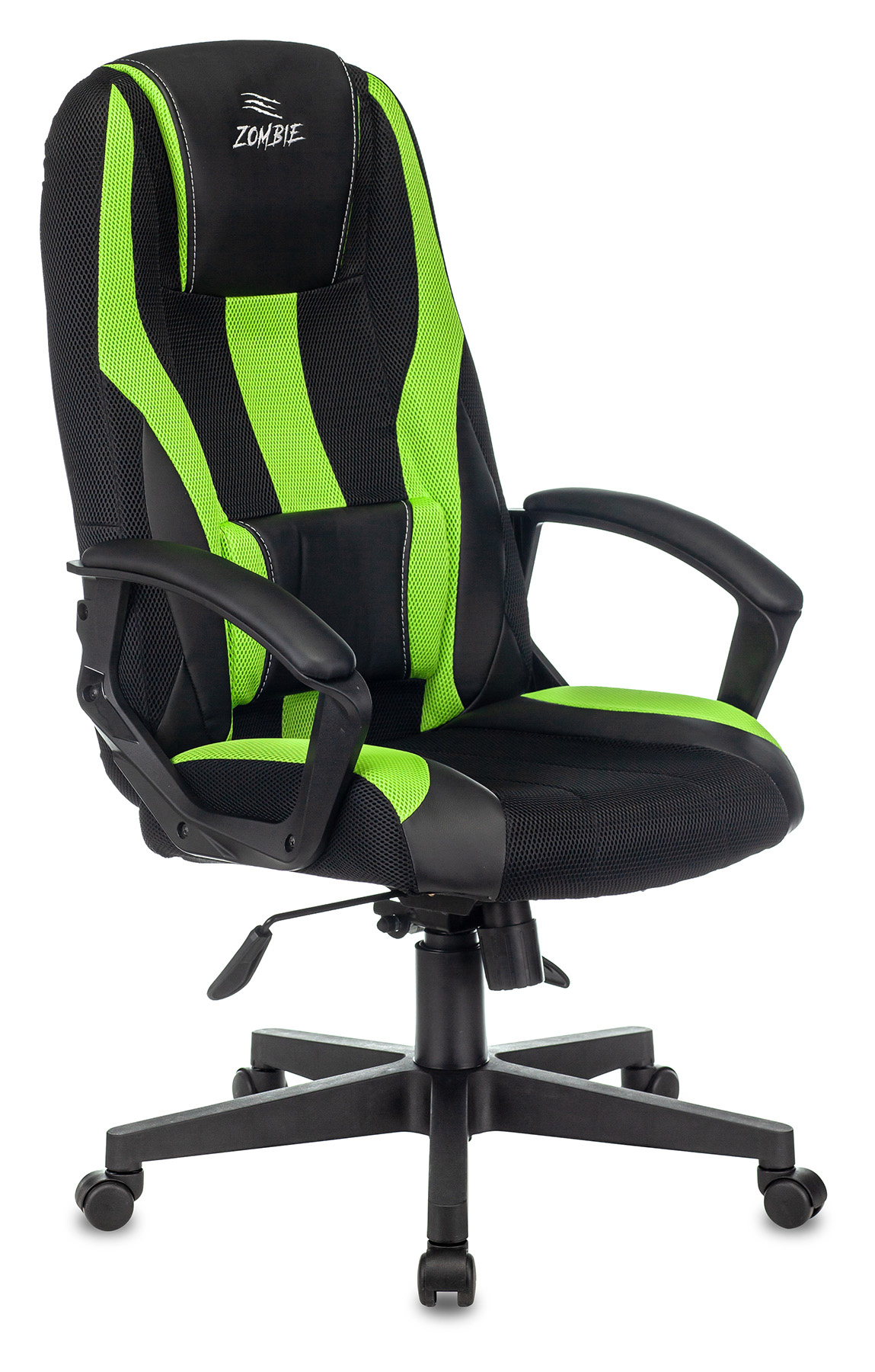Игровое кресло Zombie ZOMBIE 9 GREEN Иск.кожа черная/ткань TW-18 (салатовая) 825x665x320