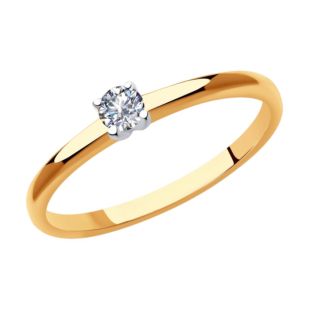 Кольцо помолвочное из красного золота р. 17,5 SOKOLOV Diamonds 1011909, бриллиант