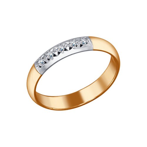 Кольцо обручальное из красного золота р. 17,5 SOKOLOV Diamonds 1110007, бриллиант