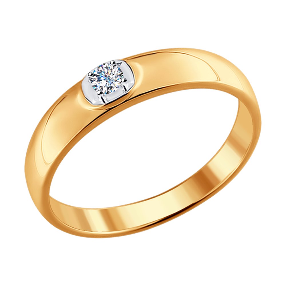 Кольцо обручальное из красного золота р. 16,5 SOKOLOV Diamonds 1110127, бриллиант