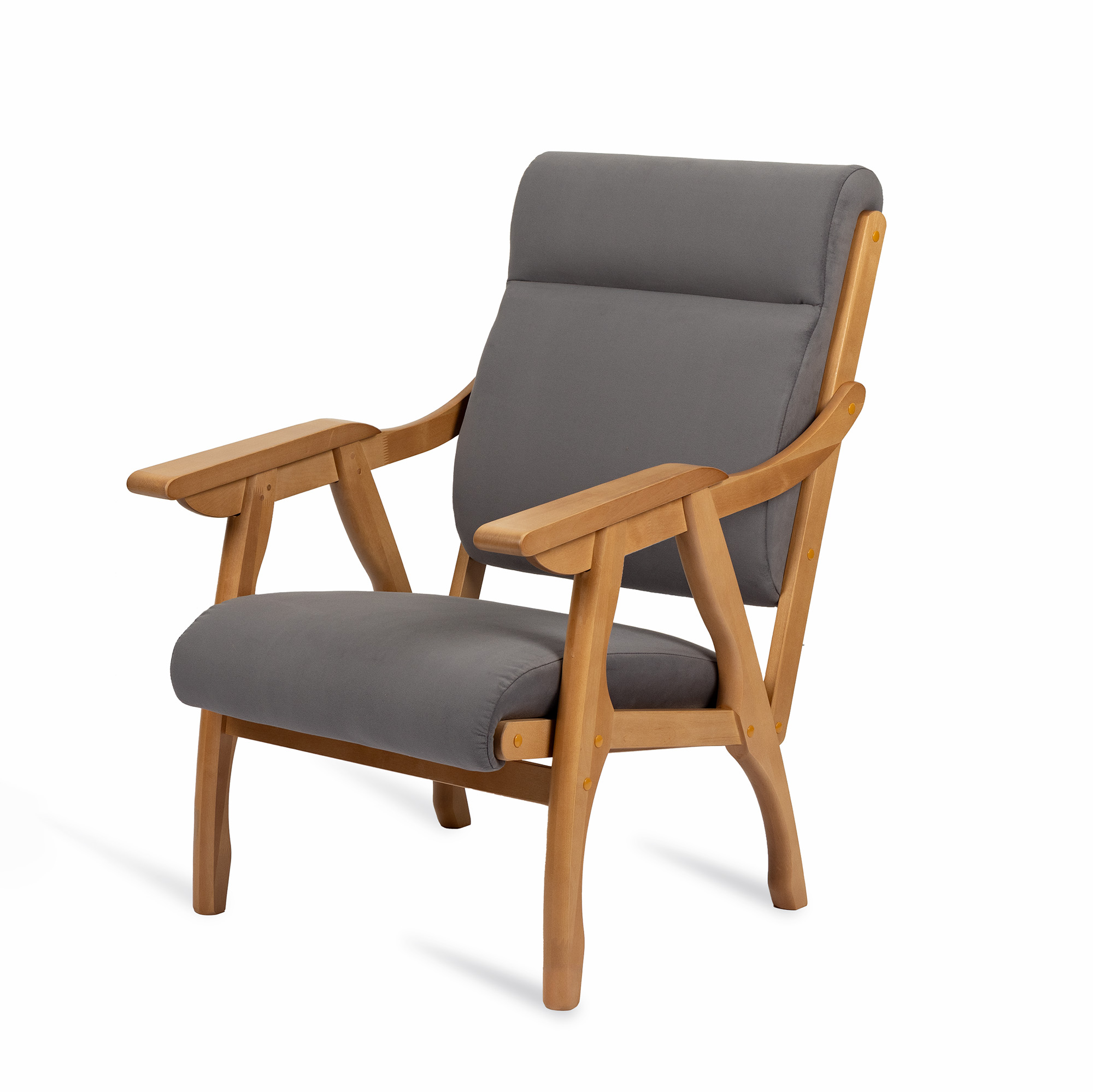 Кресло для отдыха Divan24 Вега-10 серый велюр, высокая спинка, 61х82х93