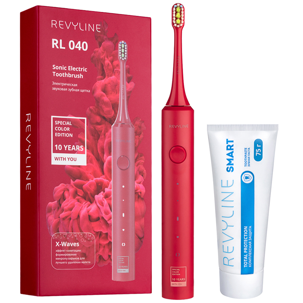 Электрическая зубная щетка Revyline RL 040+зубная паста красный