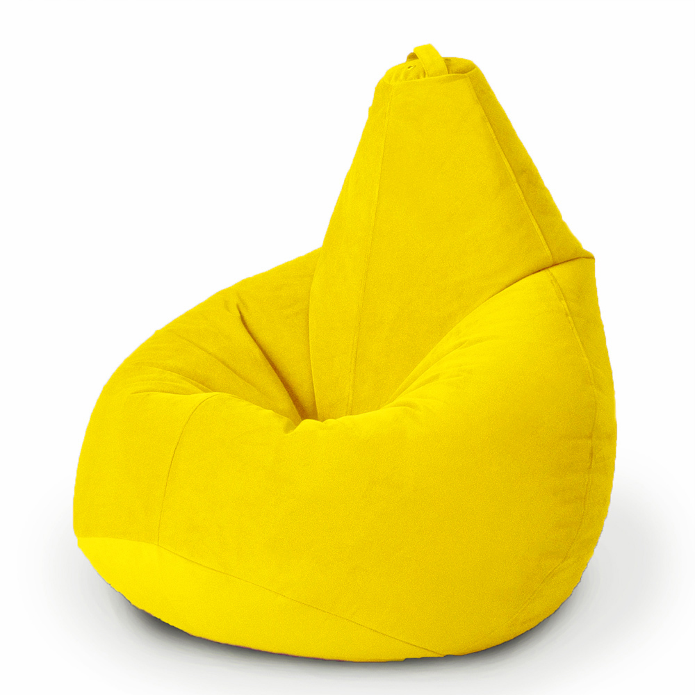 Кресло мешок груша XXL Миди, велюр, ярко-желтый