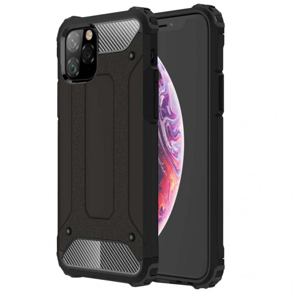 Бронированный противоударный TPU+PC чехол Immortal для iPhone 12 / 12 Pro (Черный)