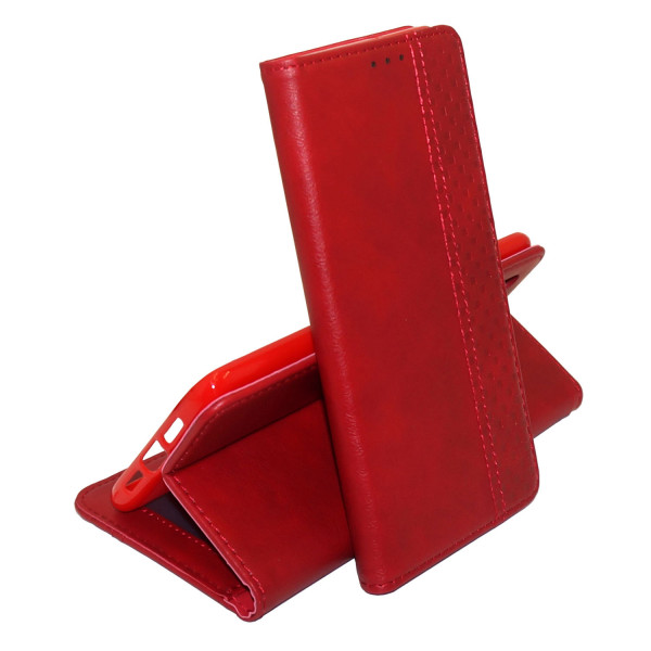 Кожаный чехол книжка Business Wallet с визитницей для Samsung Galaxy A32 (Красный)