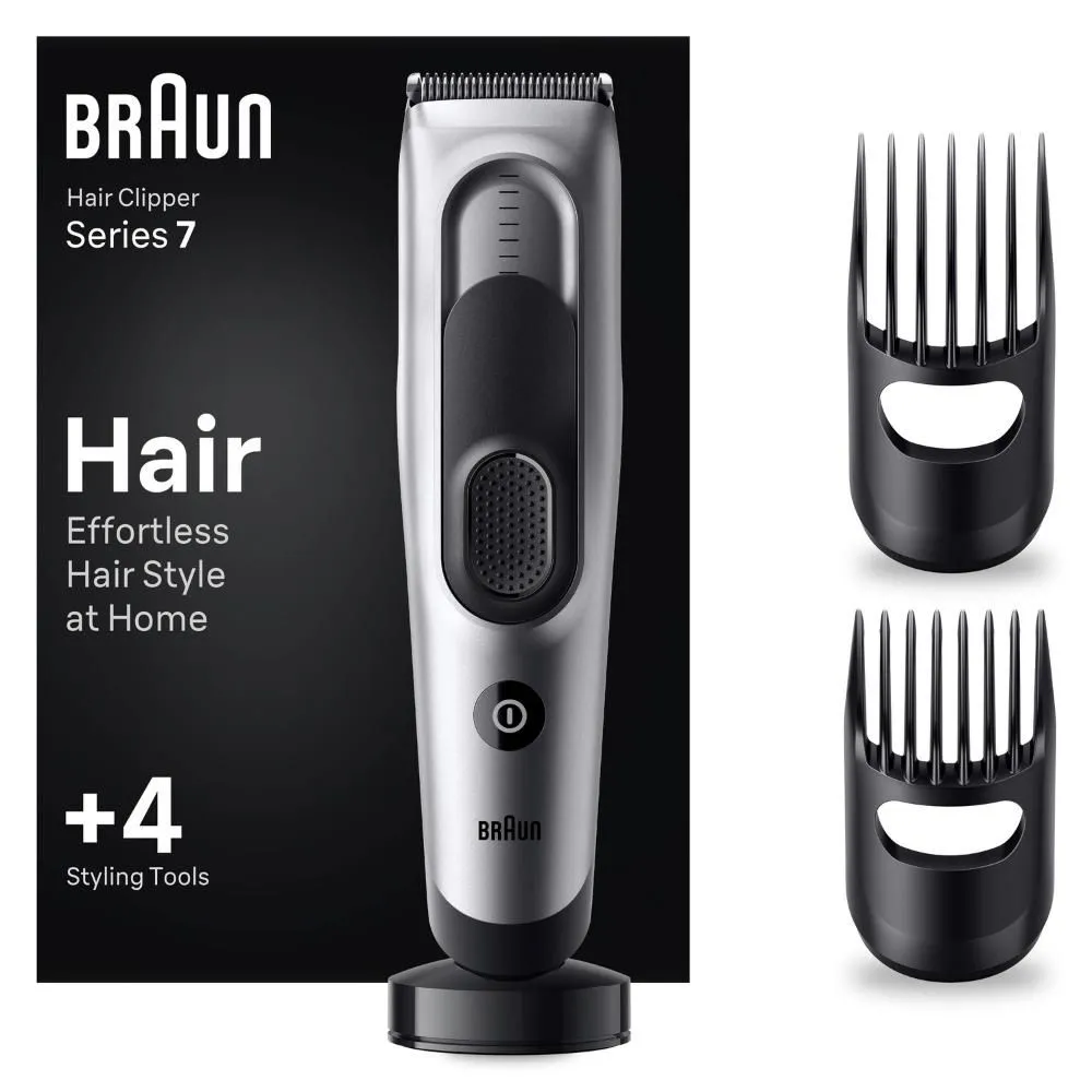 Машинка для стрижки волос Braun HC7390 серебристый, черный