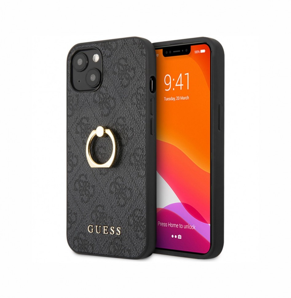 Чехол CG Mobile Guess PU 4G + Ring Hard для iPhone 14 Plus, Серый (GUHCP14M4GMRGR)