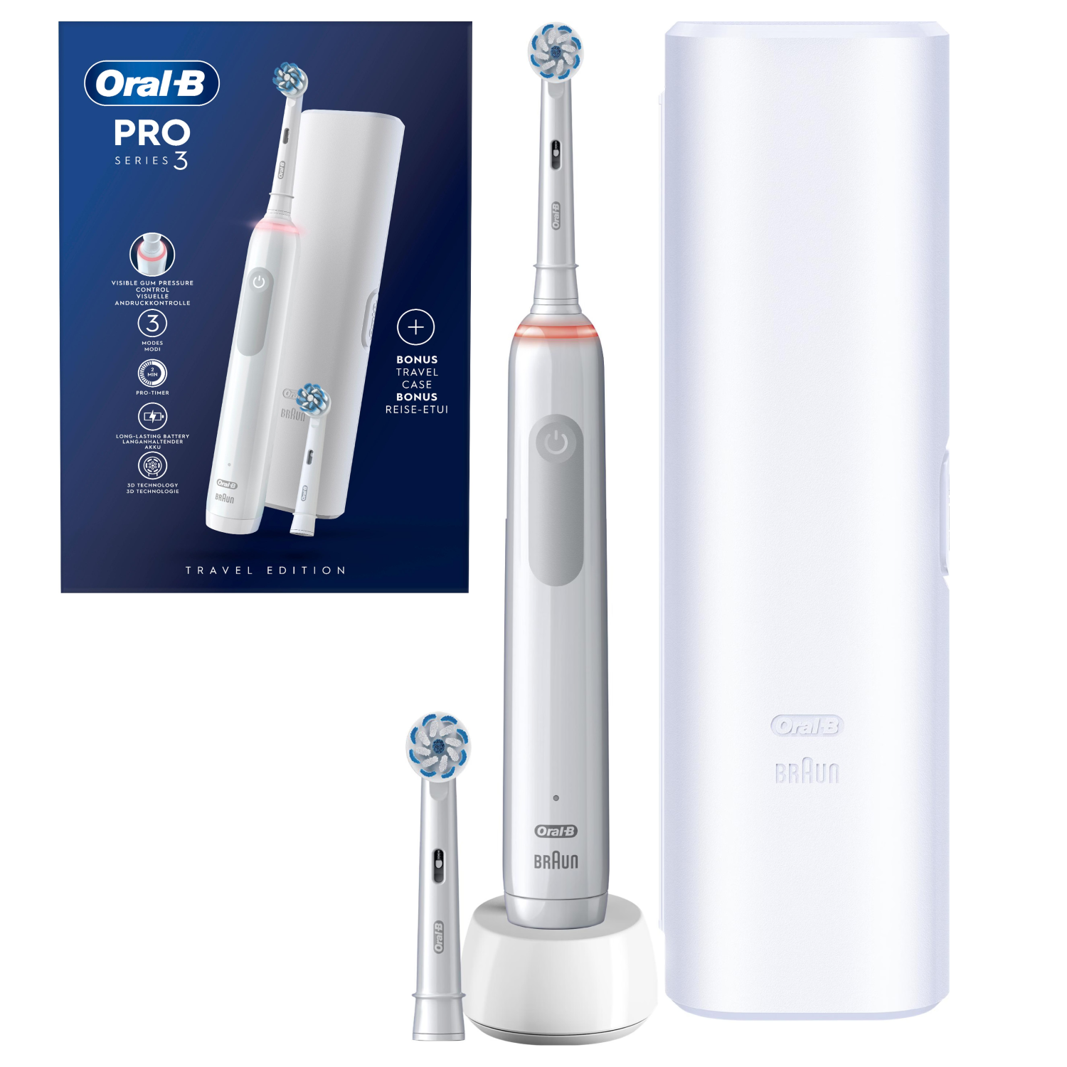 Электрическая зубная щетка Oral-B Pro 3 Sensitive Clean White 2 heads белый