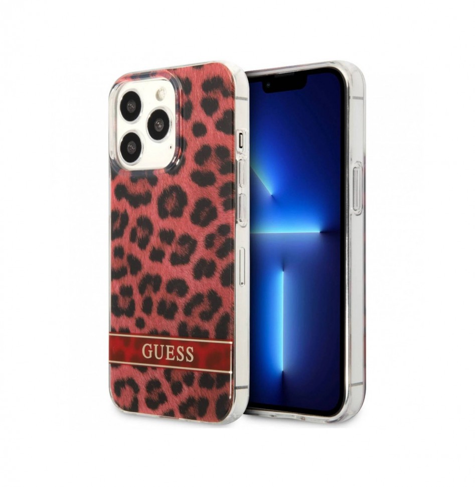 Чехол CG Mobile Guess PC/TPU Leopard Hard для iPhone 13 Pro, Красный (GUHCP13LHSLEOR)