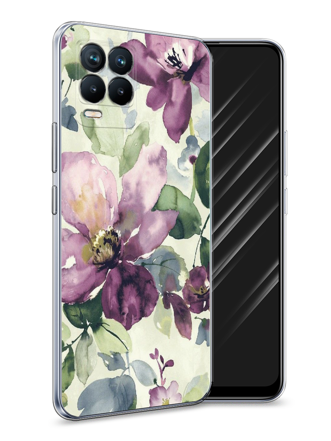 Чехол Awog  на Realme 8 "Сиреневые цветы-акварель"