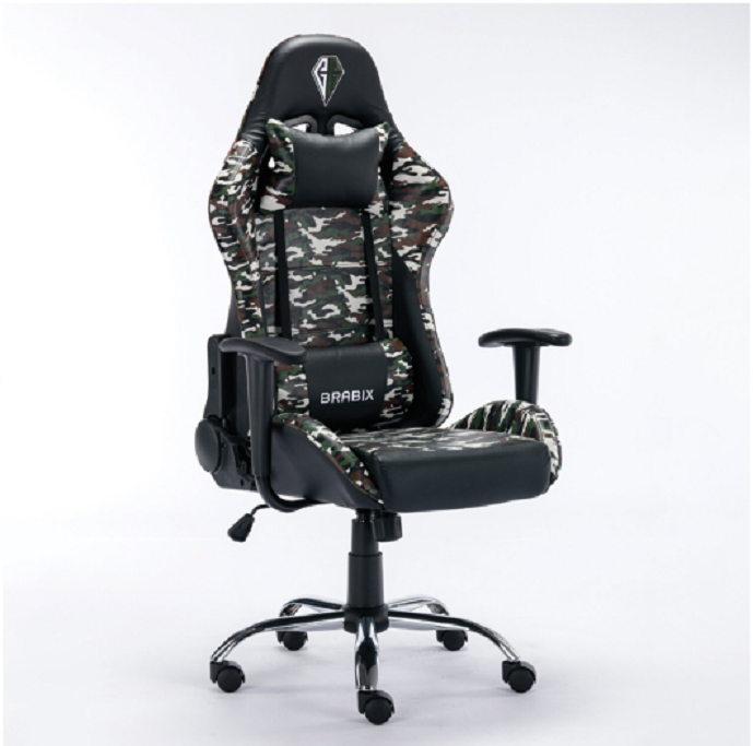 Компьютерное кресло Brabix Military GM-140 черное с рисунком, искусственная кожа