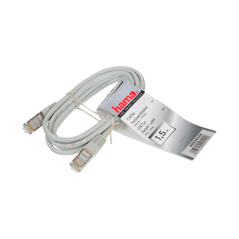 Патч-корд Hama H-20140 8p8c (RJ45) (m-m) CAT5e STP 1.5 м 1000 Мбит/с серый