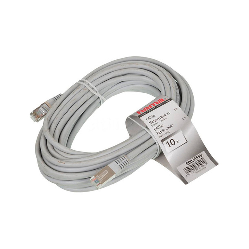 Патч-корд Hama H-30590 8p8c (RJ45) (m-m) CAT5e STP 10.0 м 1000 Мбит/с серый