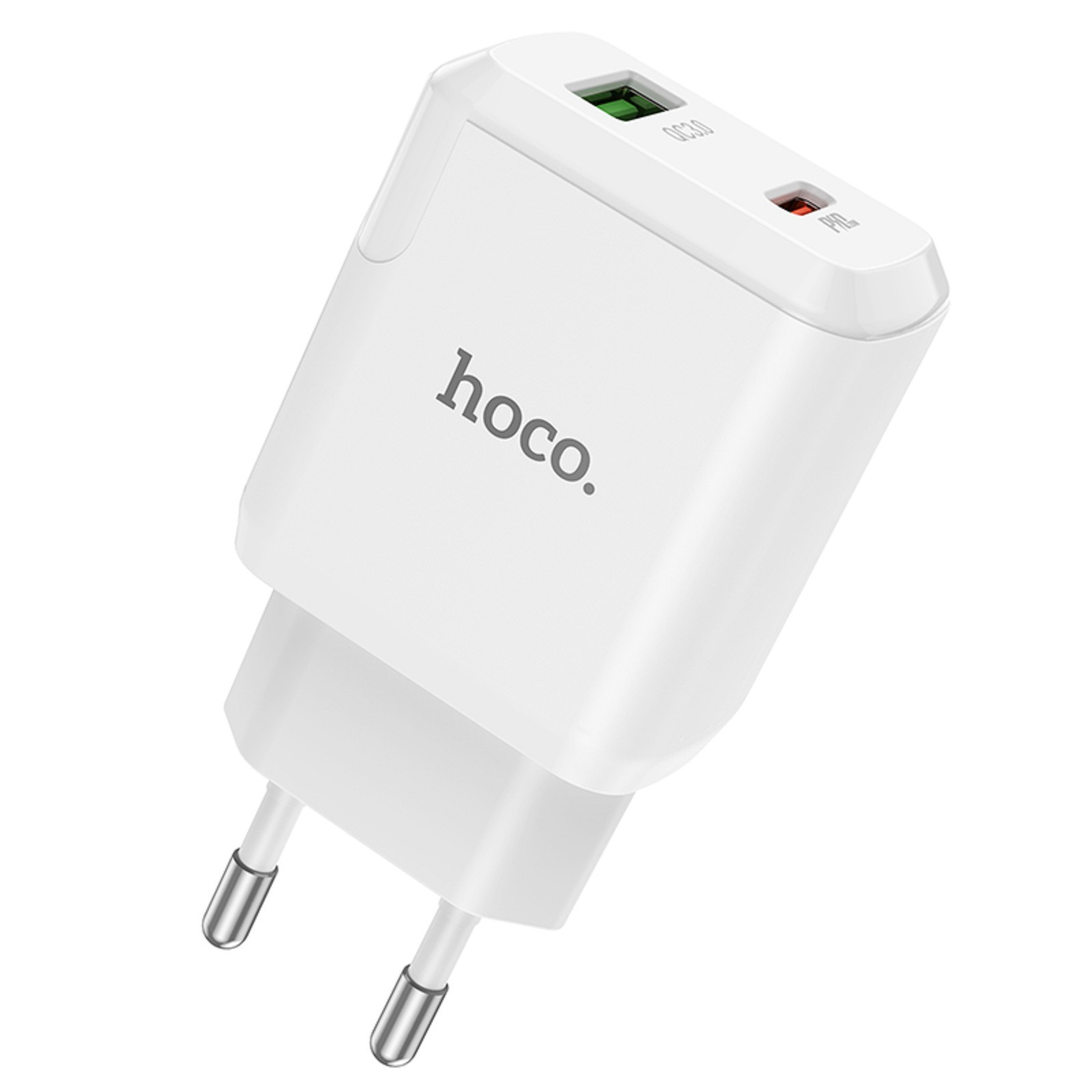 Сетевое зарядное устройство Hoco N5 Favor 1xUSB/1xUSB Type-C кабель type-c - type-c, белый