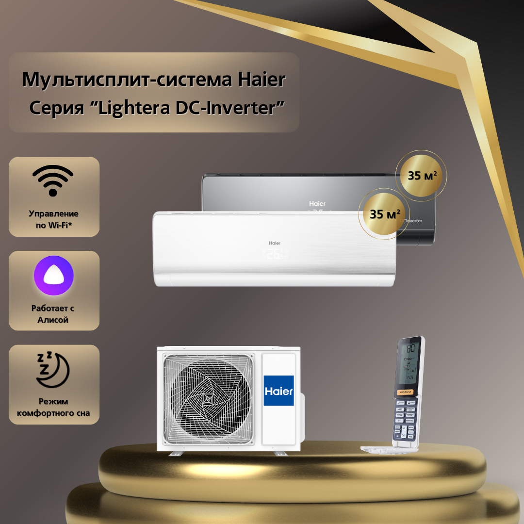 Мульти сплит-система Haier AS12NS6ERA-W + AS12NS6ERA-B / 2U50S2SM1FA-3