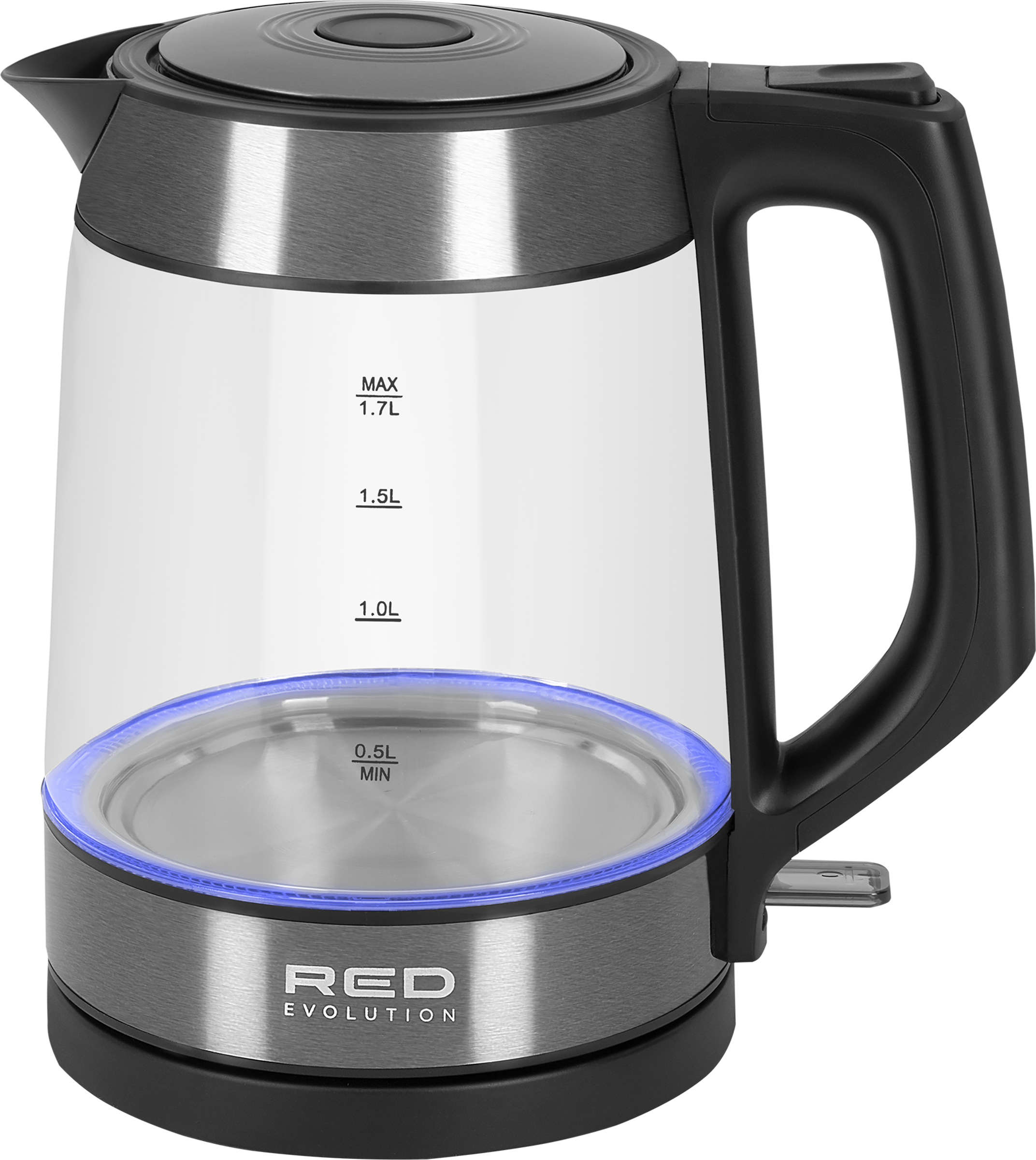 Чайник электрический RED RK-G20 1.7 л прозрачный, серебристый