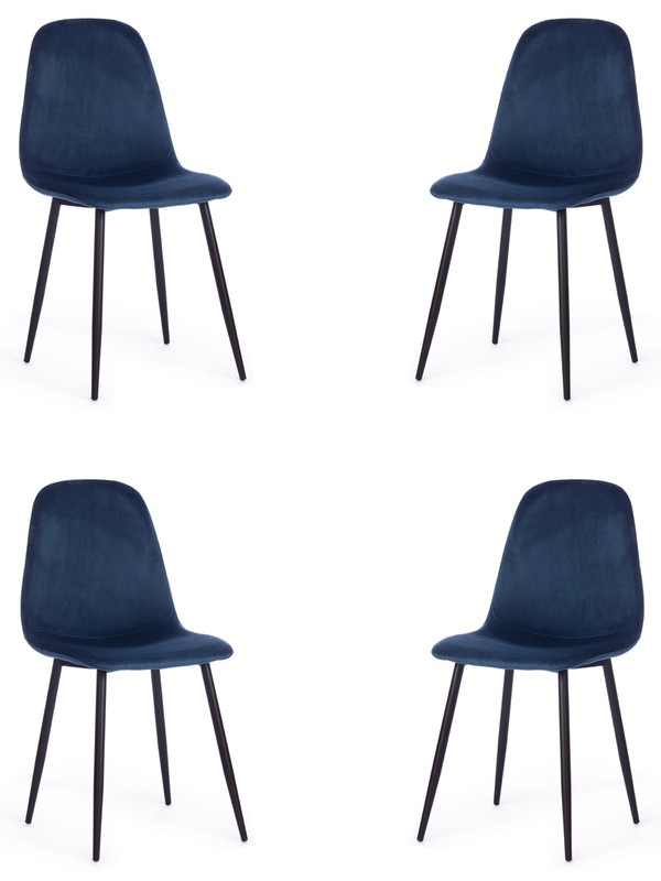 Комплект стульев 4 шт. Tetchair BREEZE mod. 4724, вельвет, синий,черный