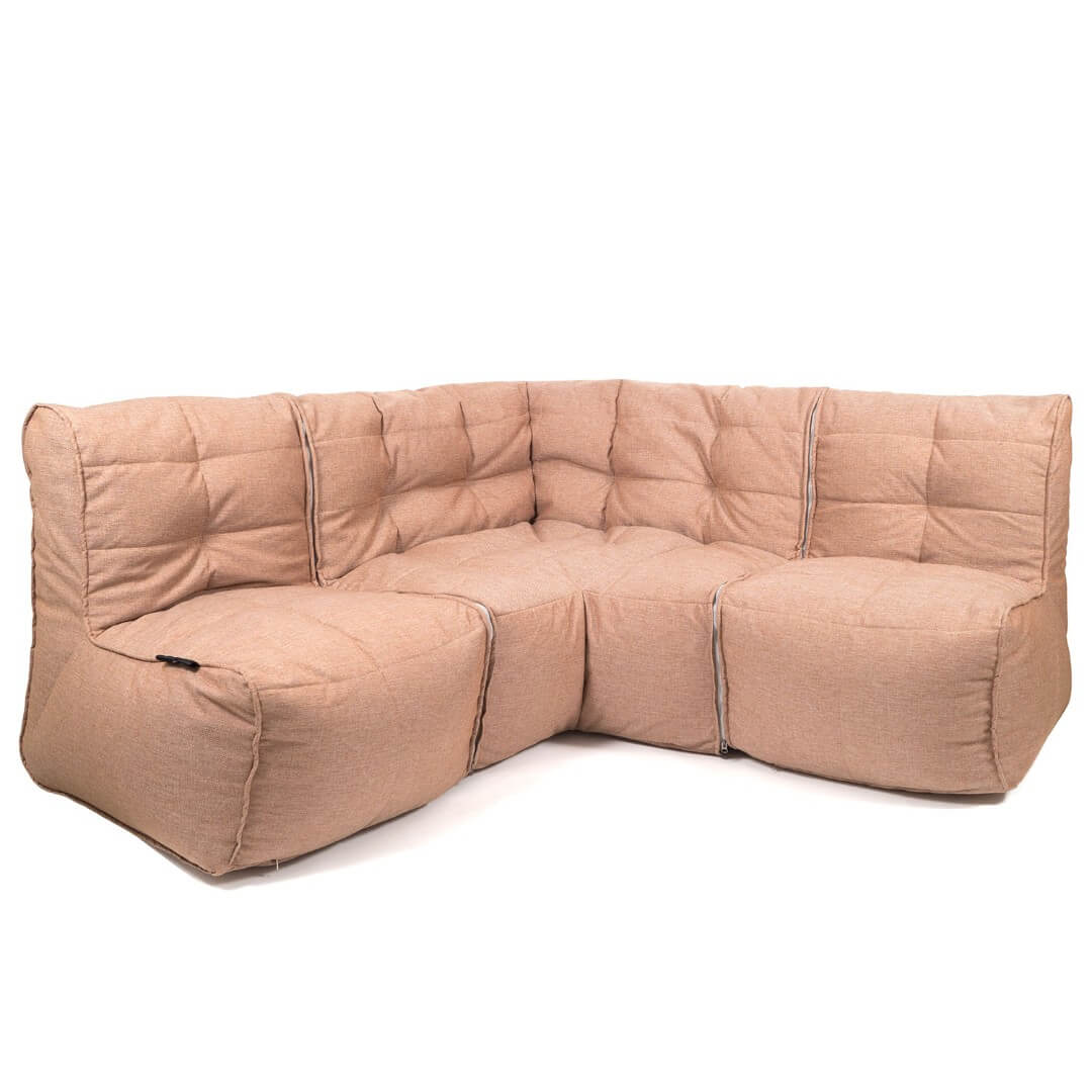 Бескаркасный модульный диван GoodPoof Мод L-II one size, рогожка, Light Brown