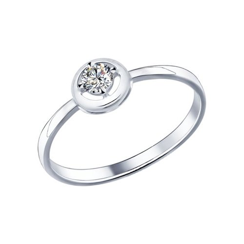 Кольцо помолвочное из серебра р. 15,5 SOKOLOV 94011569, фианит