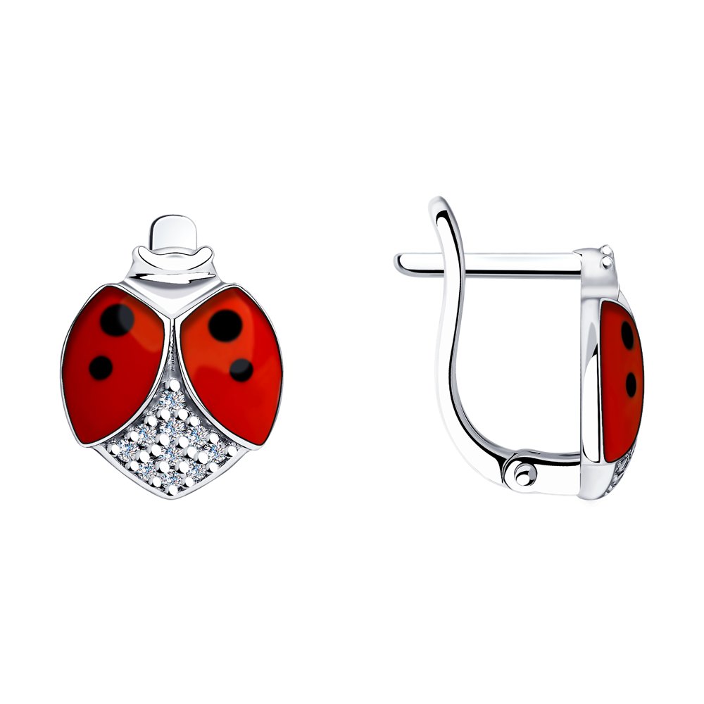 Серьги из серебра SOKOLOV 94023594, фианит/эмаль