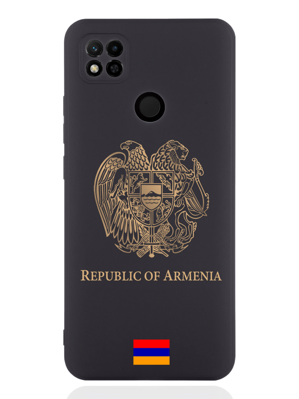 Чехол SignumCase для Xiaomi Redmi 10A Золотой Герб Армении черный