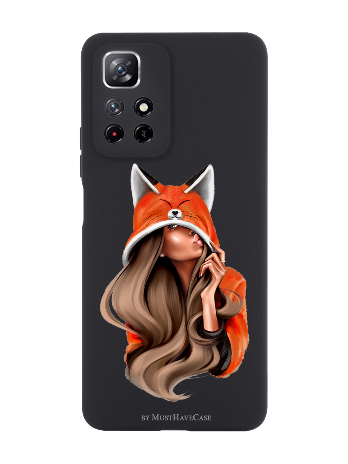 Чехол MustHaveCase для Xiaomi Redmi Note 11 Foxy Girl/ Лисичка черный