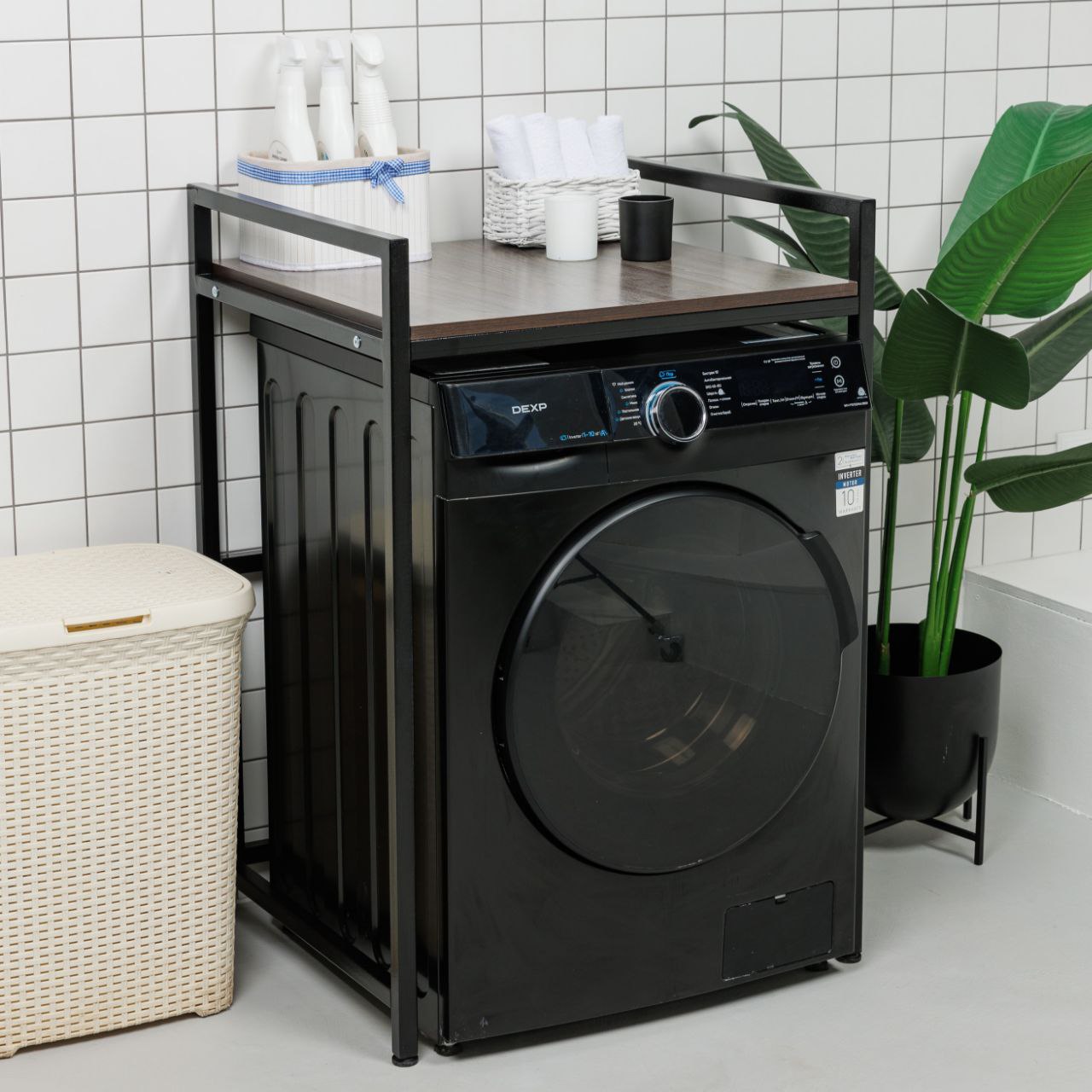 Стеллаж для стиральной машины ИМРА 68x60x100 см, ясень темный/черный