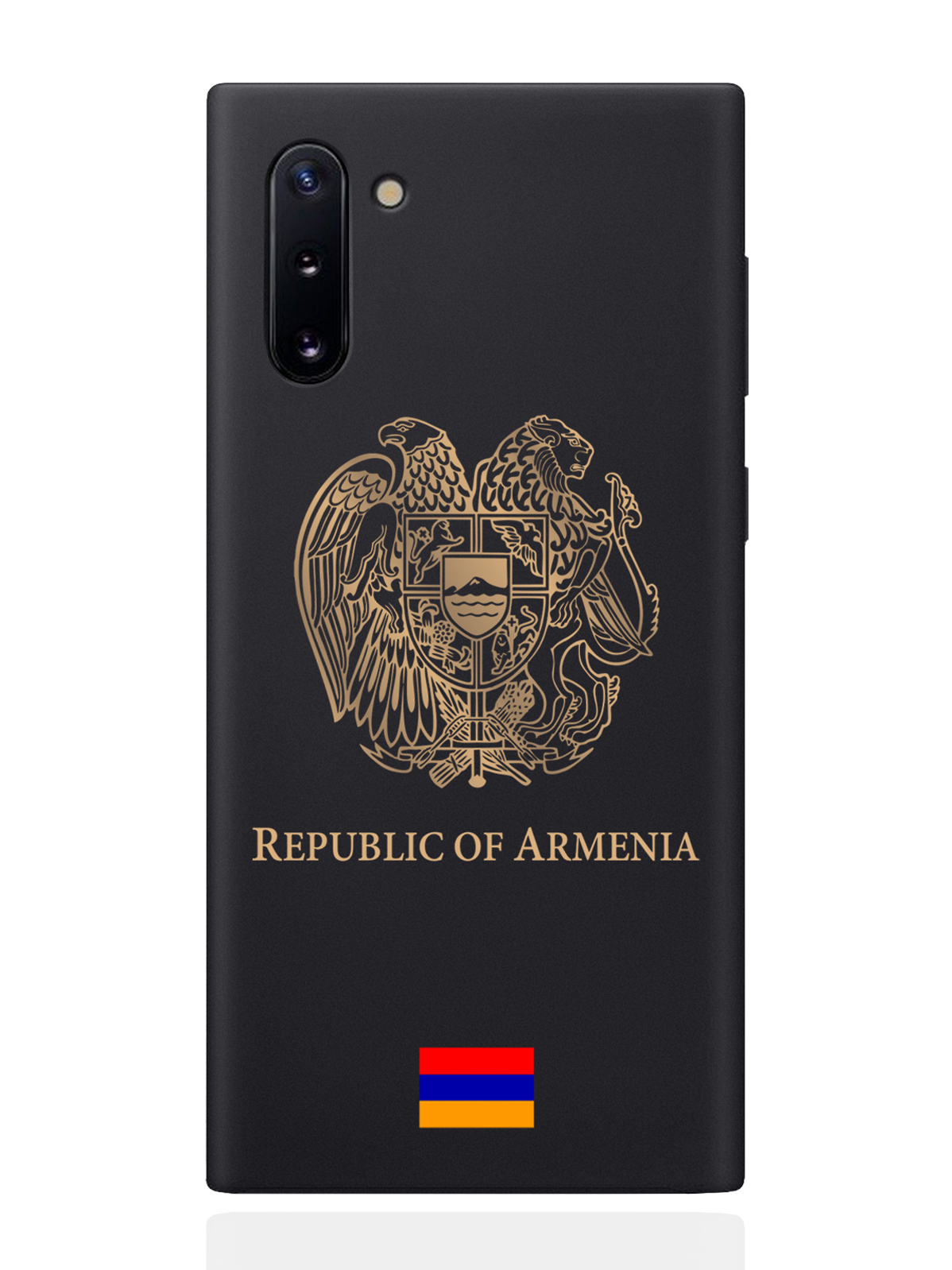 Чехол SignumCase для Samsung Galaxy Note 10 Золотой Герб Армении черный