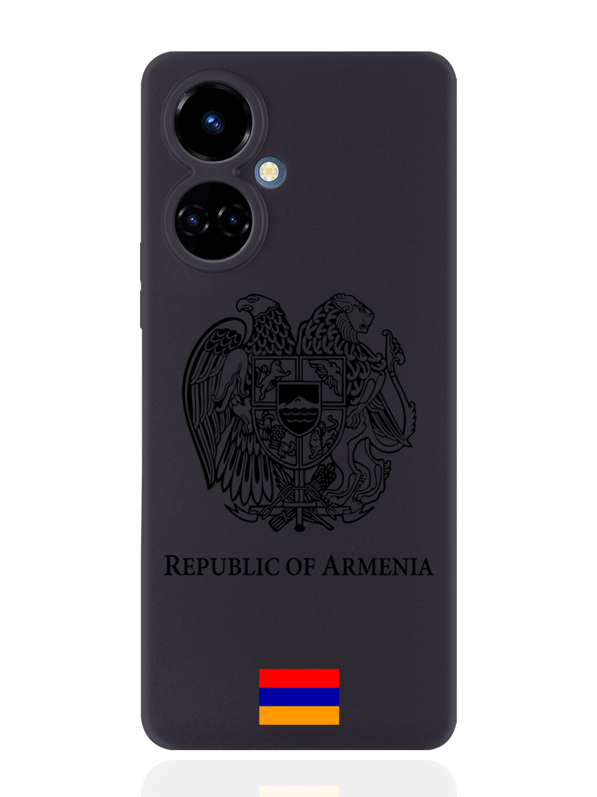 Чехол SignumCase для Tecno Camon 19/19 Pro 4G Черный лаковый Герб Армении черный