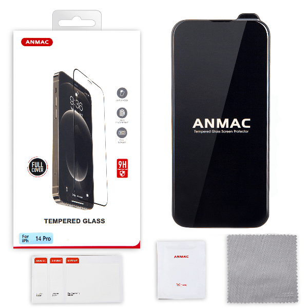 Защитное стекло Anmac для iPhone 14 Pro Full Cover черное