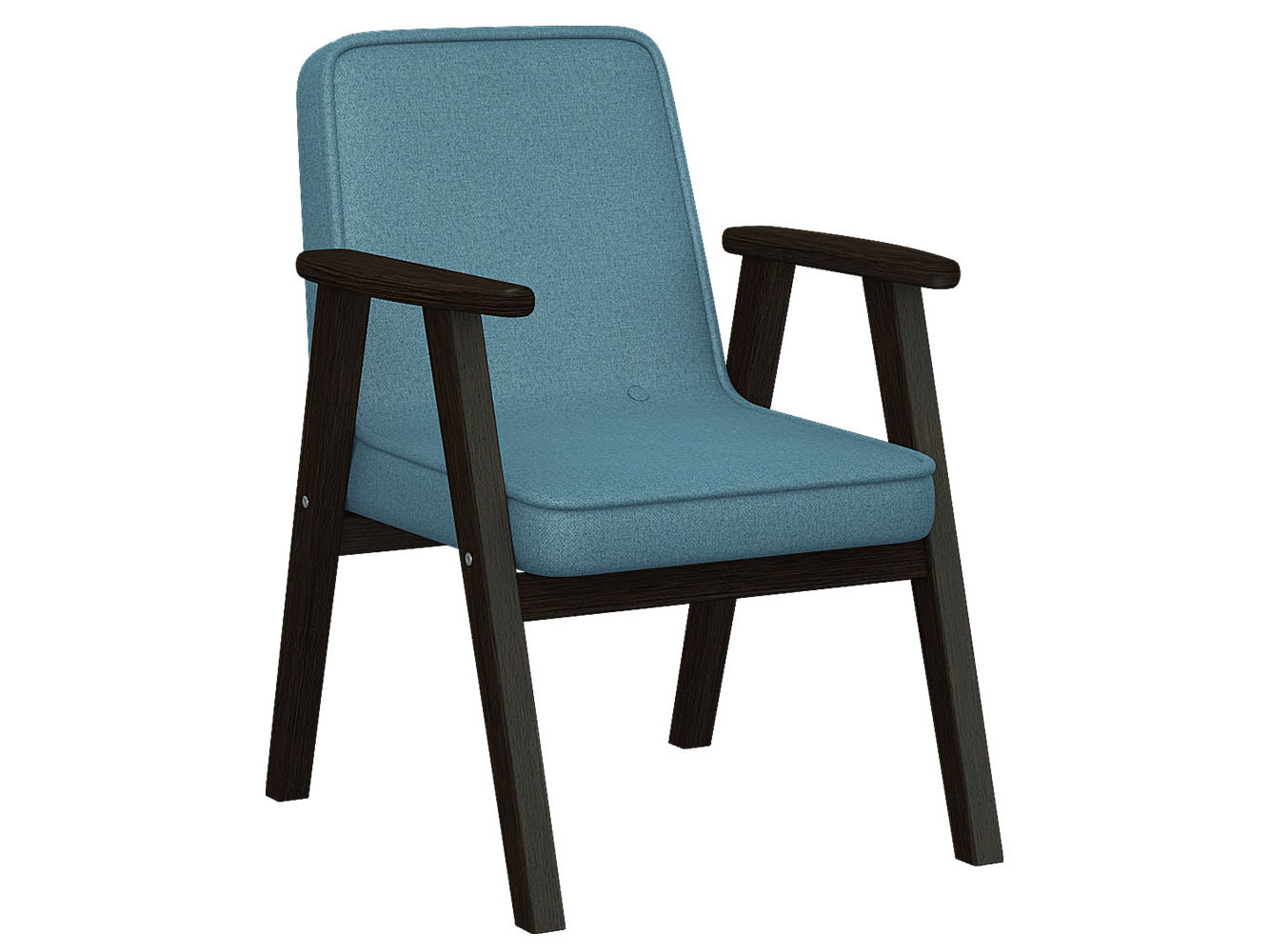 Кресло Мебелик Ретро ткань голубой, каркас венге