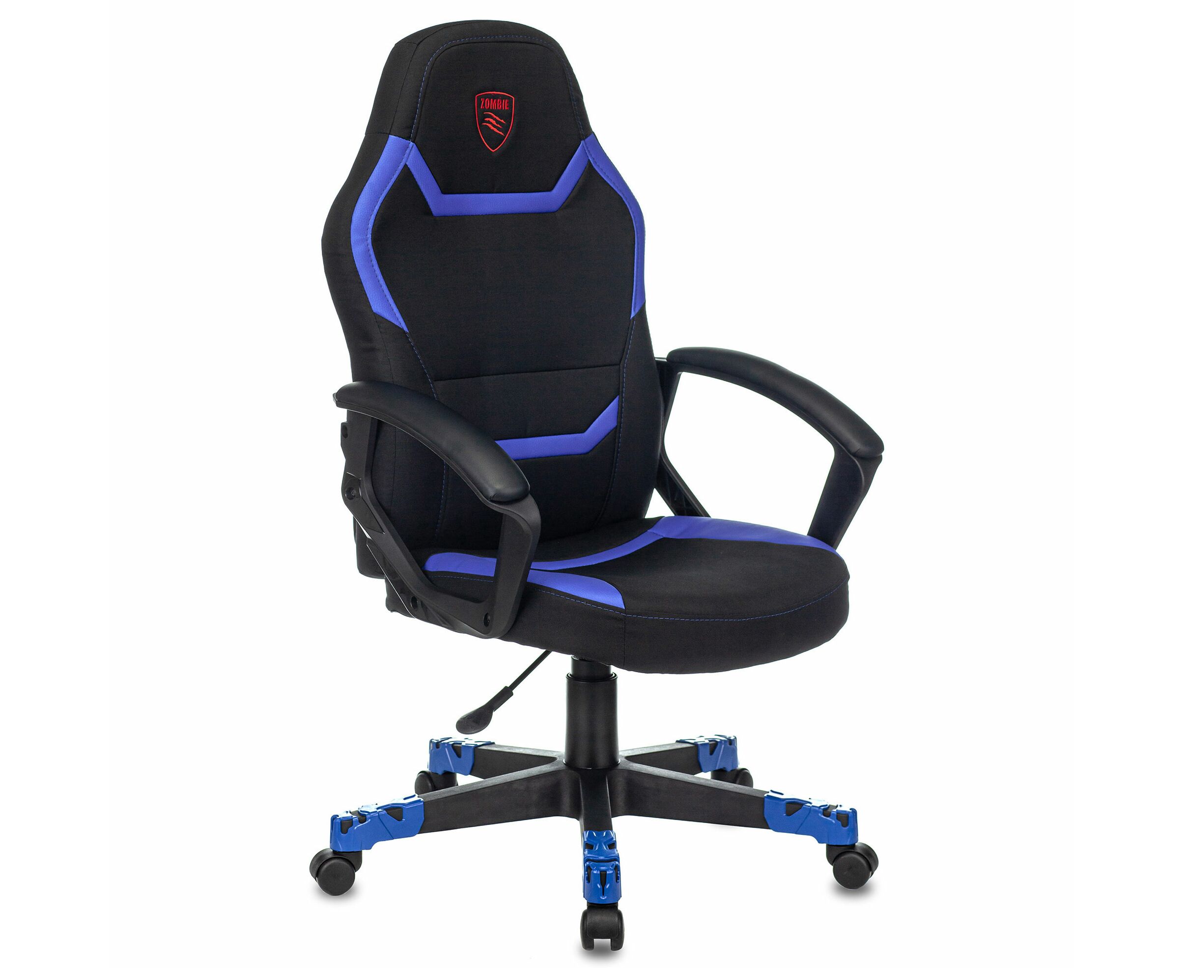 Кресло игровое Zombie 10 черный/синий ткань/эко.кожа крестов. пластик