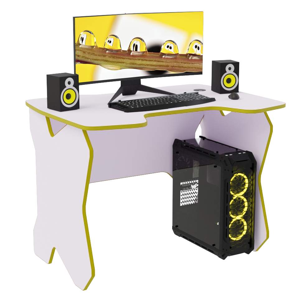 Компьютерный геймерский стол PROGamer Скай 110х72х75 белый/желтый