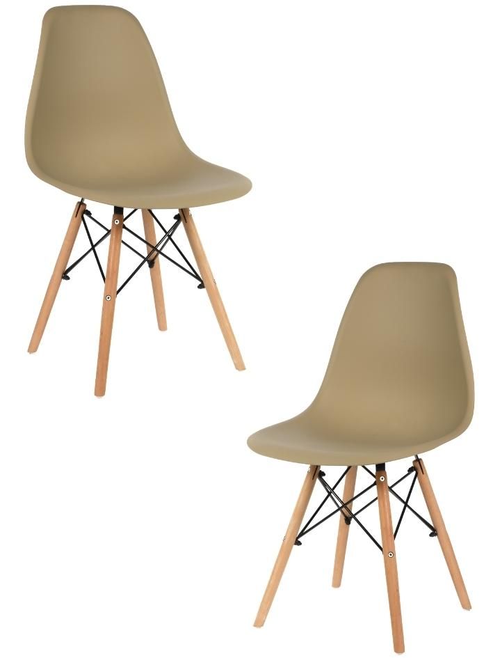 Стул для кухни СтулБержи EAMES DSW, деревянные ножки, 2 шт., кофе с молоком