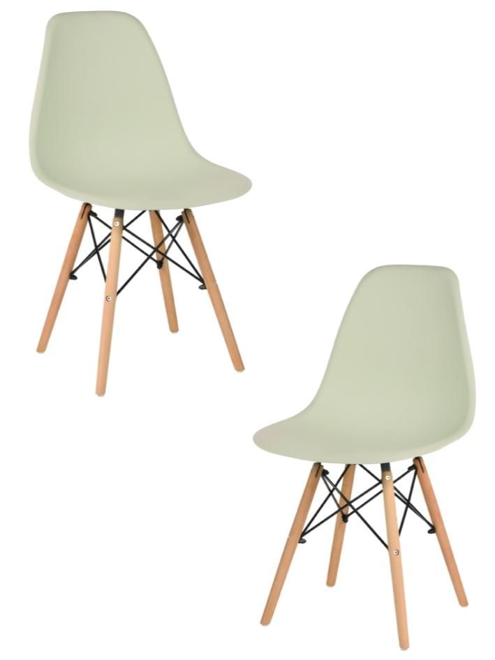 Стул для кухни СтулБержи EAMES DSW, деревянные ножки, 2 шт., сигнал серый