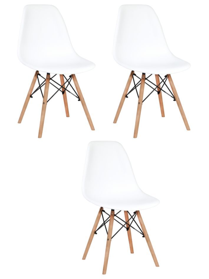 Стул для кухни СтулБержи EAMES DSW, деревянные ножки, 3 шт., белый