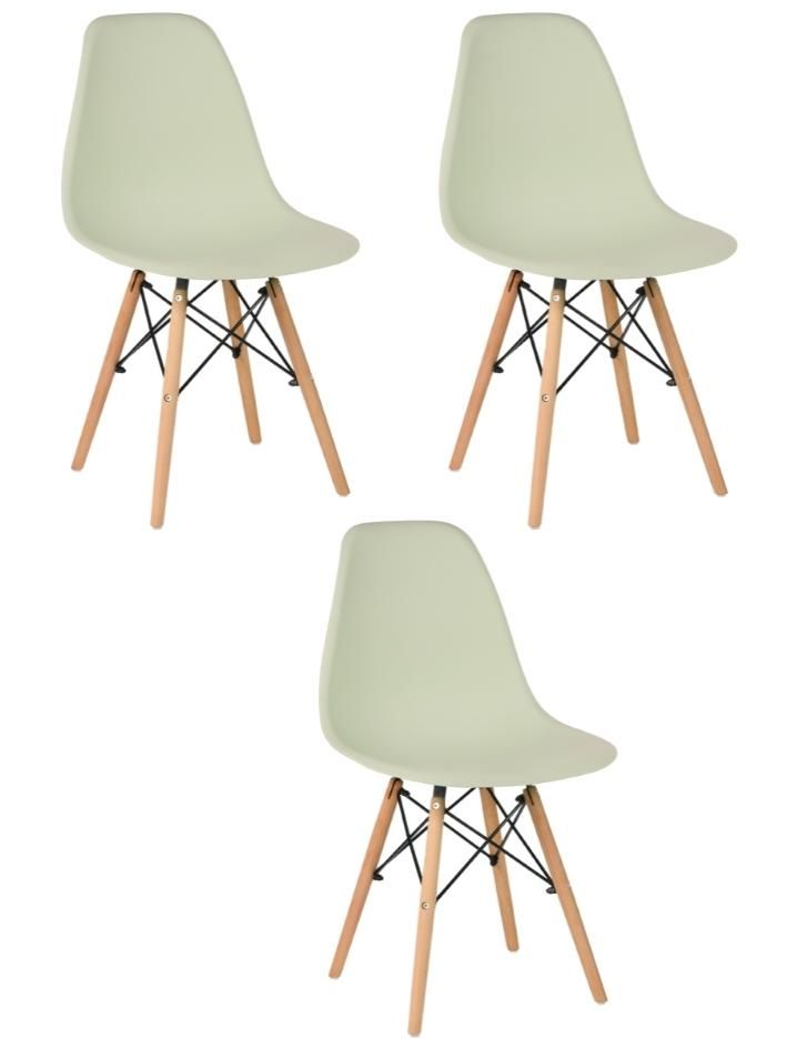 Стул для кухни СтулБержи EAMES DSW, деревянные ножки, 3 шт., сигнал серый