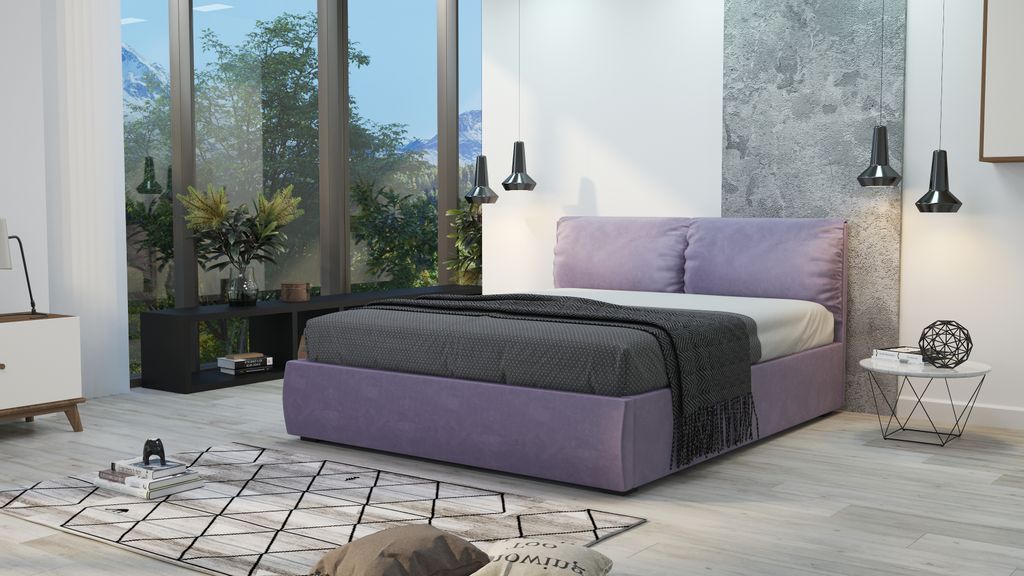 Кровать двуспальная с мягкими подушками в изголовье MyCloud, модель Ибица 160x200