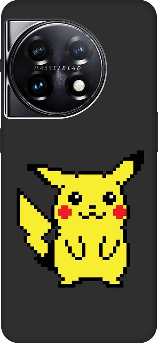 Матовый Soft Touch Чехол на OnePlus 11 "Pixel Pikachu" черный