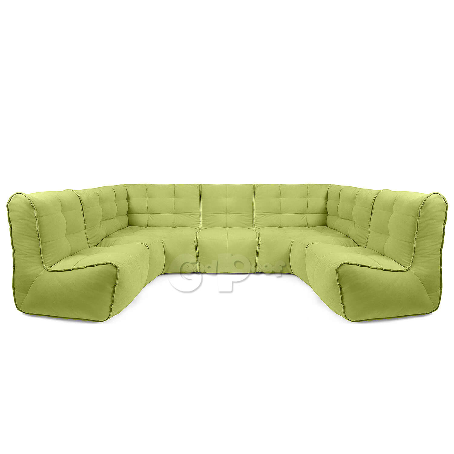 Бескаркасный модульный диван GoodPoof Мод 2L-III one size, велюр, Lime Punsh
