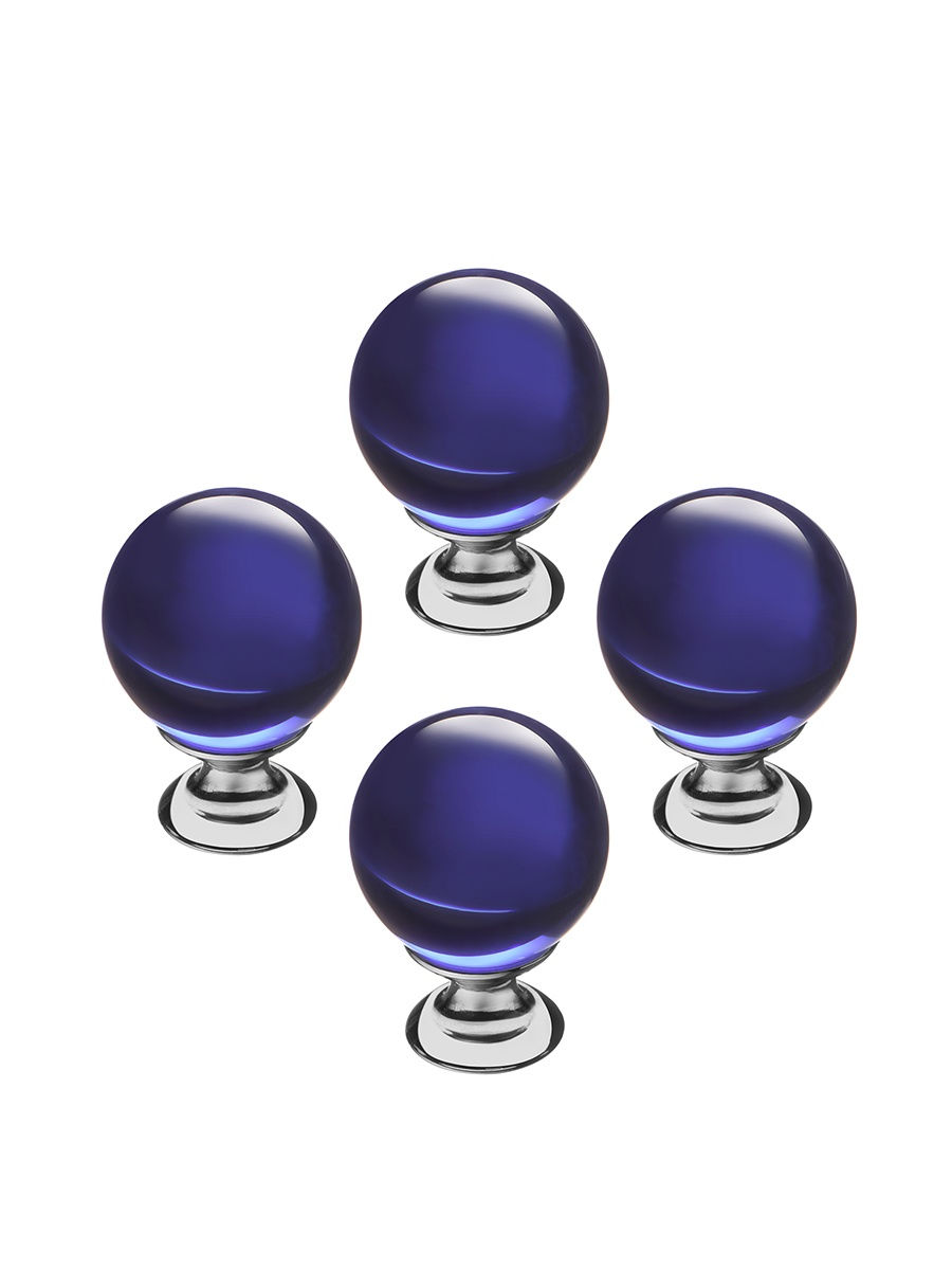 Комплект из 4 шт Ручка-кнопка Kerron KF10-13, синее стекло хром